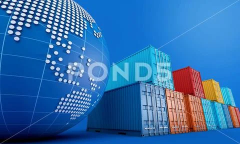 Stack of containers box, worldwide of import export business: Graphic ...