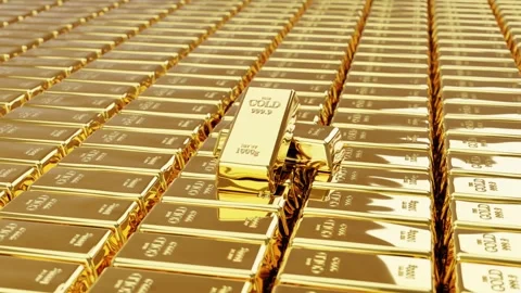 Stack of gold bars in gold background, i... | Stock Video | Pond5