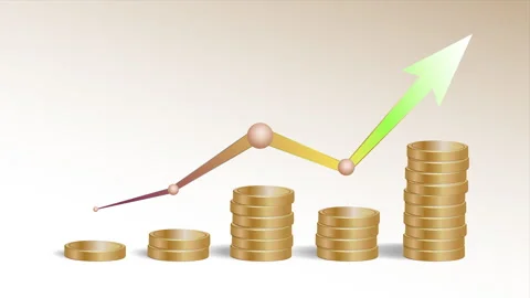a stack of golden coins with an decrease... | Stock Video | Pond5