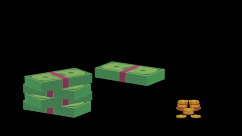 Stack of money dropping animation | Stock Video | Pond5