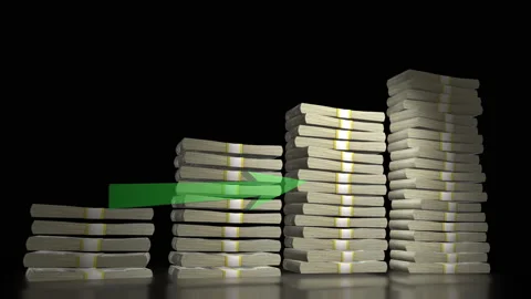 Stack of money growth chart animation | Stock Video | Pond5