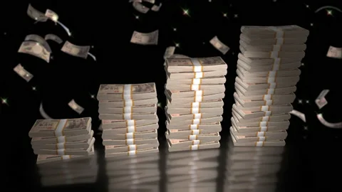 Stack of money growth chart animation | Stock Video | Pond5