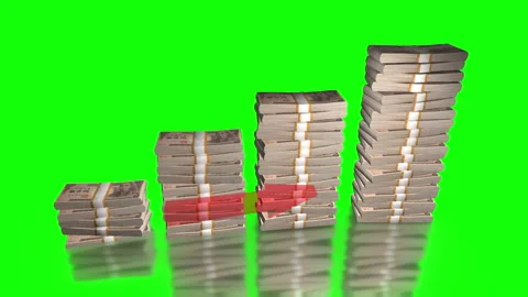 Stack of money growth chart animation | Stock Video | Pond5