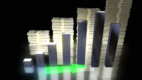 Stack of money growth chart animation | Stock Video | Pond5