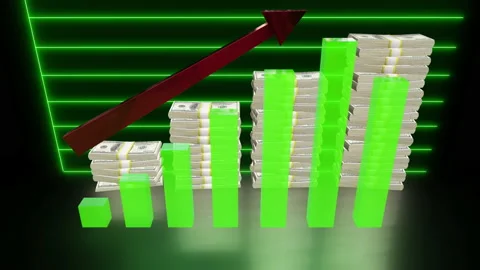 Stack of money growth chart animation | Stock Video | Pond5