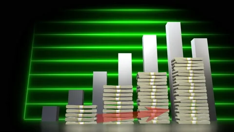 Stack of money growth chart animation | Stock Video | Pond5