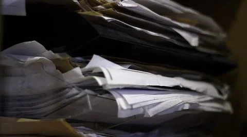 A stack of old paper in the drawer | Stock Video | Pond5