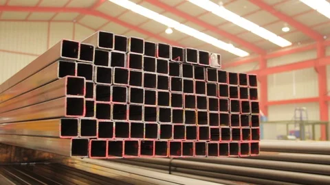 A stack of square pipes | Stock Video | Pond5