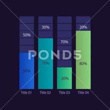 Stacked column infographic chart design template for dark theme ...