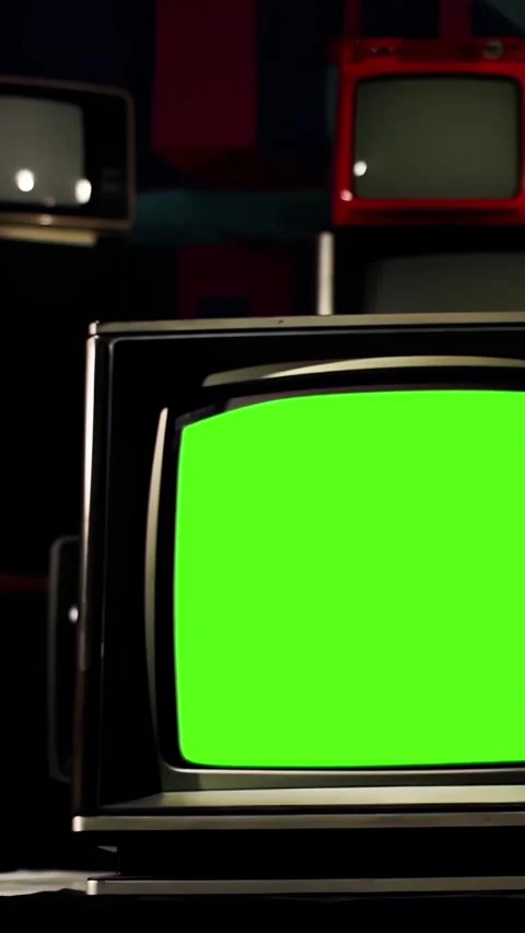 Stacked Vintage Television with Green Sc... | Stock Video | Pond5