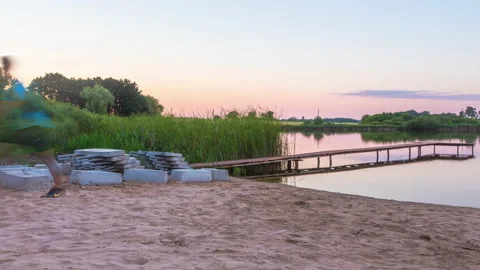 Stacking precast concrete deadman anchor... | Stock Video | Pond5