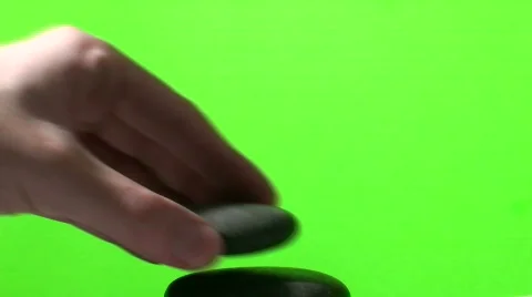 Stacking Zen rocks green screen V1 - HD | Stock Video | Pond5