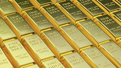 Stacks of gold bars seamless loop 3D ren... | Stock Video | Pond5