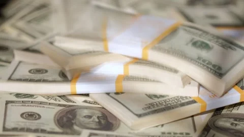 Stacks of money falling from above on th... | Stock Video | Pond5
