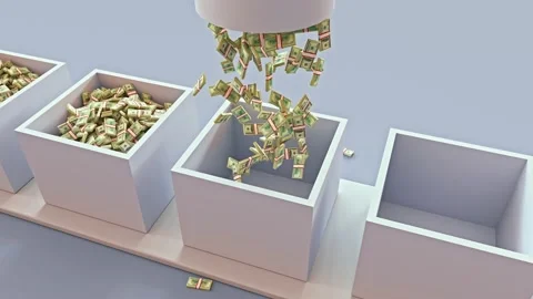 Stacks of money falling from above in wh... | Stock Video | Pond5