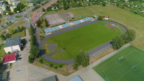 Stadium In Ostroleka Stadion Aerial View... | Stock Video | Pond5