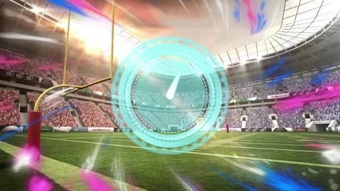 Stadium scene with digital animation ove... | Stock Video | Pond5