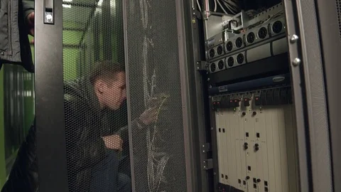 Staff of the Data Center Server Rack Ins... | Stock Video | Pond5