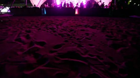 Stage and a disco on the beach. Night Be... | Stock Video | Pond5