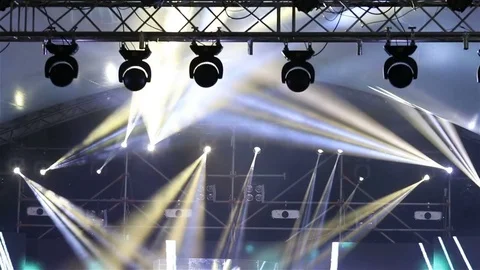 Stage lights at the concert with fog, St... | Stock Video | Pond5