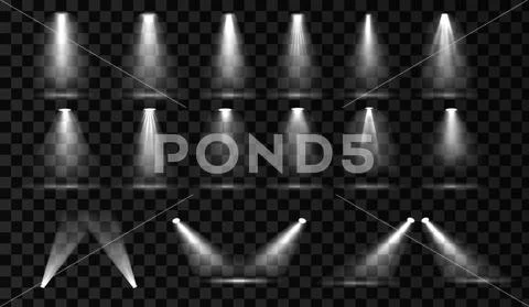 Stage spotlight vector set. Spot light effect with transparent ...