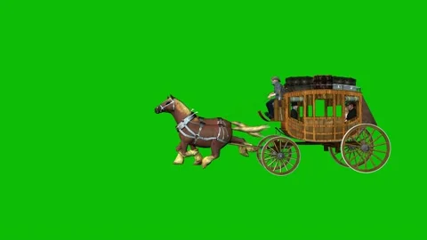 Stagecoach Moving Across Screen Green Sc... | Stock Video | Pond5