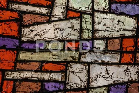 Stained Glass Church Window in Violet and Red Tone Color Stained Glass ...