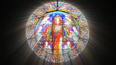 Stained Glass Jesus with light rays (Loo... | Stock Video | Pond5