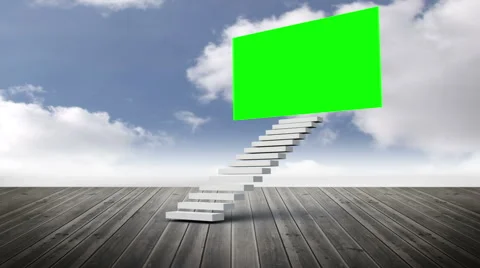 Stair with a green screen on a wood grou... | Stock Video | Pond5