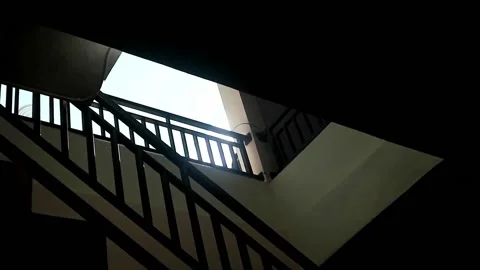 Staircase structure with iron trellis ra... | Stock Video | Pond5