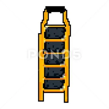 Stairs step ladder safety game pixel art vector illustration: Royalty ...