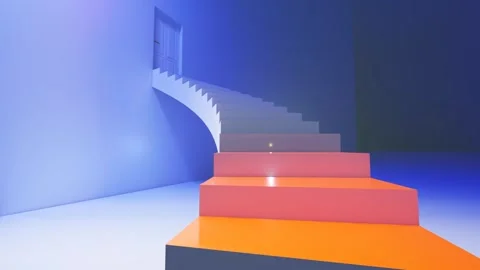 Stairs steps into door with green screen... | Stock Video | Pond5