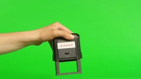 Stamp MARRIED. Close up. Green screen | Stock Video | Pond5