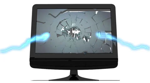 Standard PC monitor screen explodes outw... | Stock Video | Pond5