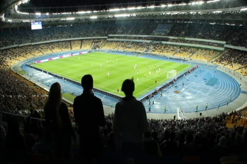 Standing fans shout for attacking footba... | Stock Video | Pond5