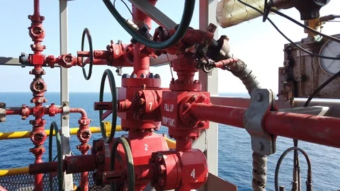 Standpipe manifold on an offshore drilli... | Stock Video | Pond5