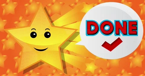 Star Saying Done text with Checkmark in ... | Stock Video | Pond5