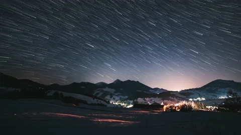 Star trails magic night countryside Star... | Stock Video | Pond5