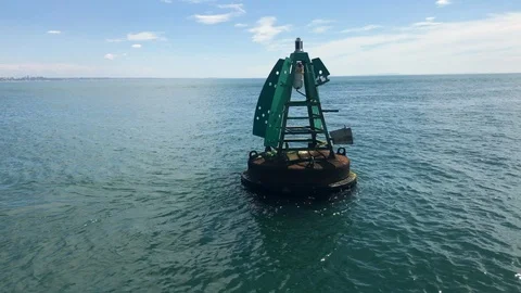 Starboard lateral mark navigation buoy f... | Stock Video | Pond5