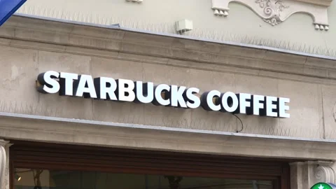 Starbucks Coffee shop signboard, store f... | Stock Video | Pond5
