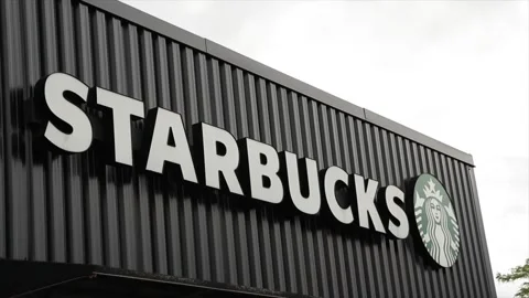 starbucks logo caption text writing sign... | Stock Video | Pond5