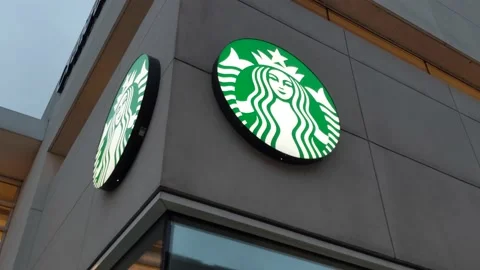 Starbucks Logo Icon - Architectural Buil... | Stock Video | Pond5
