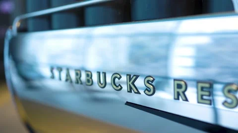 Starbucks reserve logo moving across the... | Stock Video | Pond5