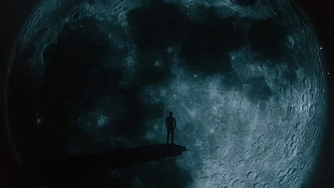 Staring at the Full Moon - Loop Space La... | Stock Video | Pond5