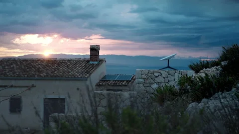 Starlink SpaceX Tesla satellite internet... | Stock Video | Pond5