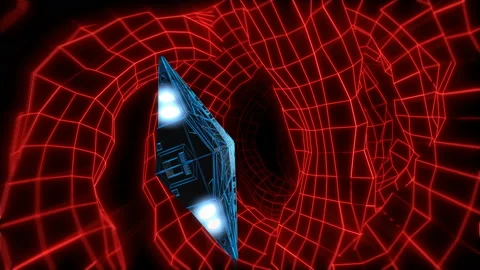 Starship flying through a geometric lase... | Stock Video | Pond5