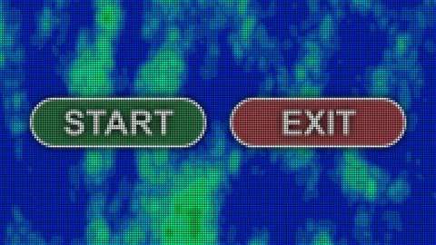 Start exit buttons pixel computer screen... | Stock Video | Pond5