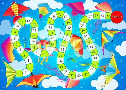Start to finish board game template with kites ~ Clip Art #142038099