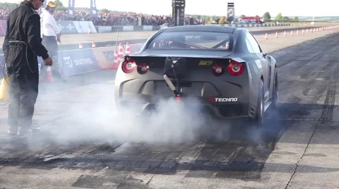 Start Nissan GTR Drag racing | Stock Video | Pond5