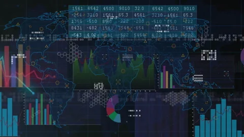 On startup data dashboard animating map ... | Stock Video | Pond5